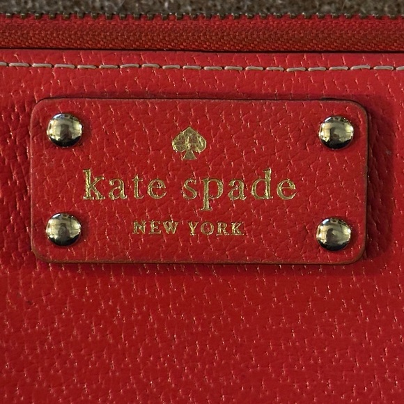 kate spade | Bags | Kate Spade Full Size Red Wallet With Gold Accents ...